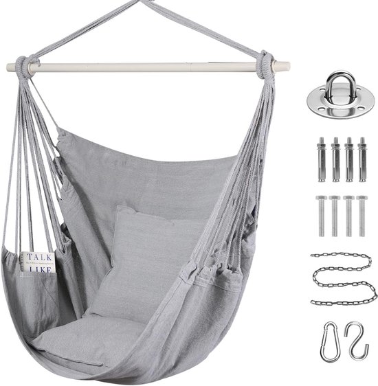 Goutime Schommelstoel Hangstoel met Kussens - Grijs | bol