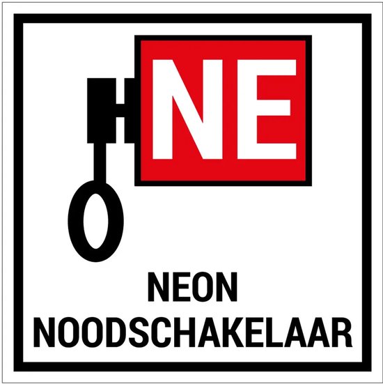 Neon noodschakelaar bord - Dibond - 40 x 40 cm | bol