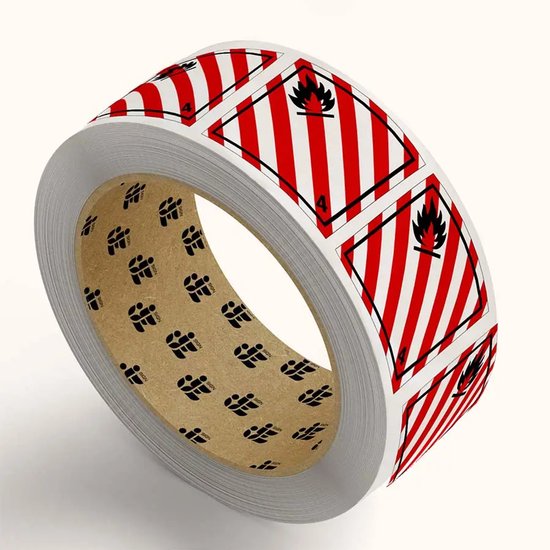 ADR klasse 4.1 brandbare vaste stoffen stickers op rol - 20 x 20 cm ...