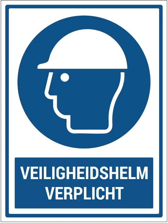 Veiligheidshelm verplicht sticker met tekst - 28 x 21 cm | bol