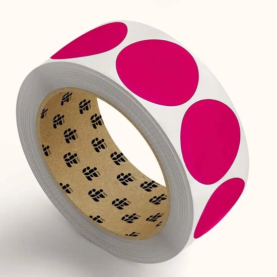 Roze stickers op rol - rond - 7,5 cm - 318 stickers per rol | bol