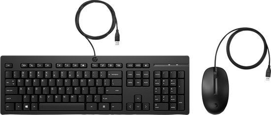 HP 225 Azerty muis en met kabel Toetsenbord - Zwart | bol