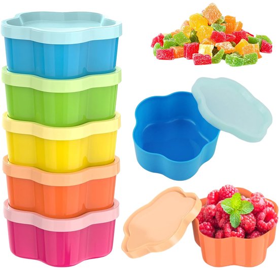 Set van 5 kleine bakjes met deksel van kunststof, diepvriesbakjes ...