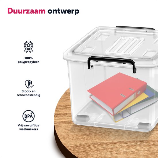 Opbergbox 27L - Set van 6 Opbergboxen - Opbergdoos met Deksel - Plastic ...