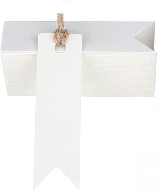 Labels - set van 100 labels rond wit 4x4 cm. - stevig karton ...