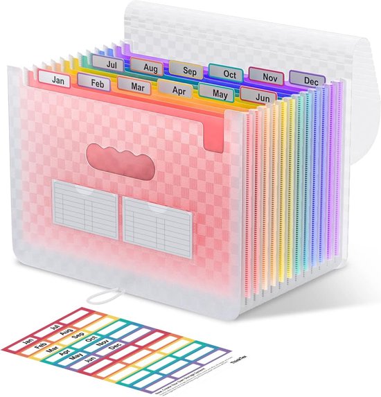 Luxiba - Accordian Dossiermap, 12 vakken, uitbreidbare bestandsmap ...