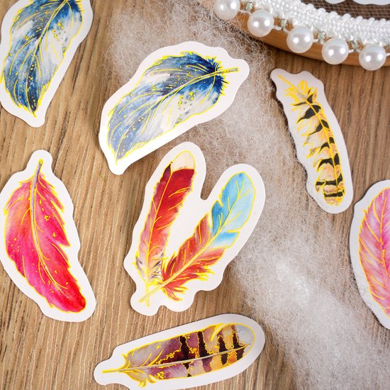 Set met 46 stickers - Veertjes - Sticker feather - Veren - Veer ...