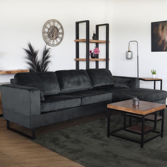 Hoekbank design Darsiono 280cm bank antraciet velvet loungebank zowel ...