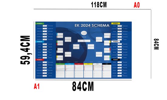 EK 2024 schema - A1 formaat - Zelf standen invullen - Euro 2024 - 59.4x84cm -... | bol