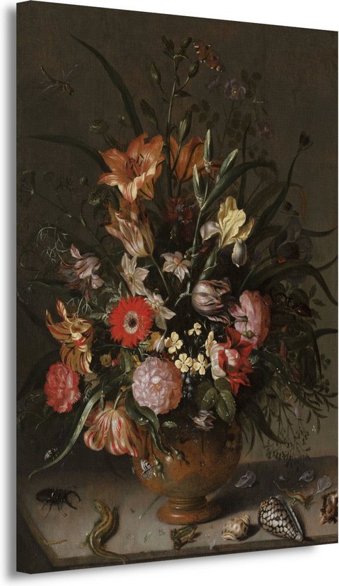 Boeket bloemen in een vaas, insecten en kleine wezens - Jacob Marrel ...