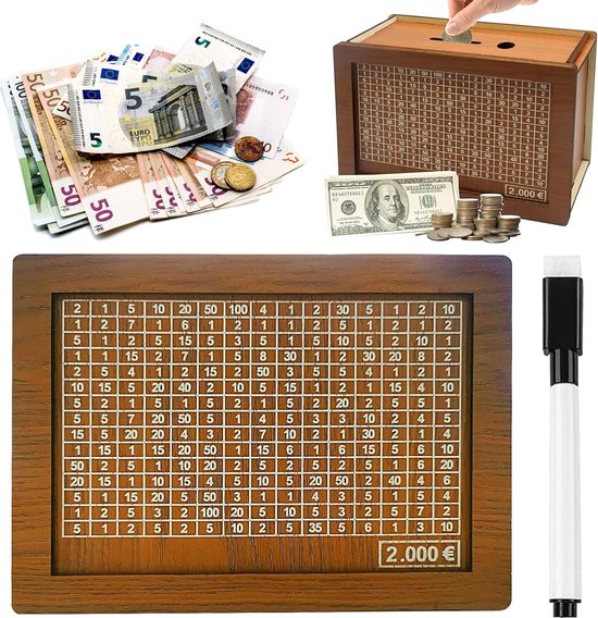 "Herbruikbare houten spaarpot met geldteller - spaarpot om kinderen te ...