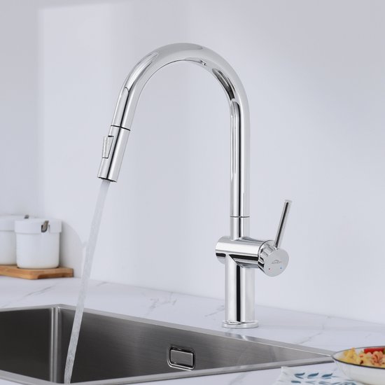Auralum max Keukenkraan met Uittrekbare Uitloop - Keuken Kraan RVS - 360° Draaibare -... | bol