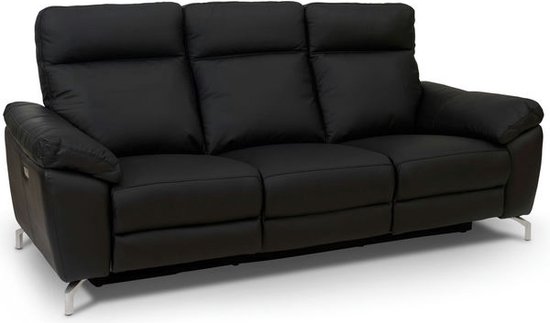 3-Zits Bank Zwart - Metaal/Leer - 222x96x101cm - Selesta | bol