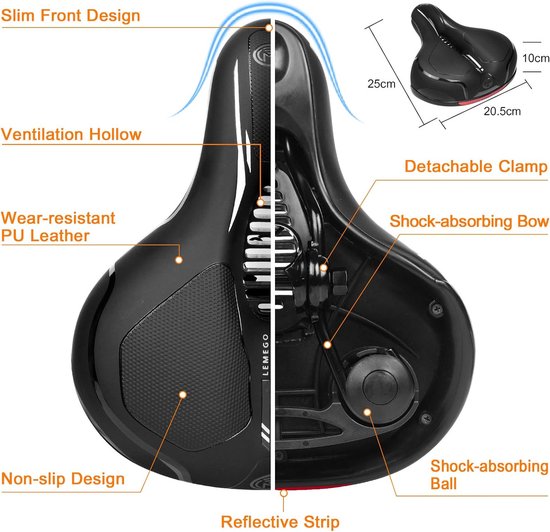 Fietszadel Heren Dames Comfortabel, Fiets Zadel Bike Seat Saddle ...