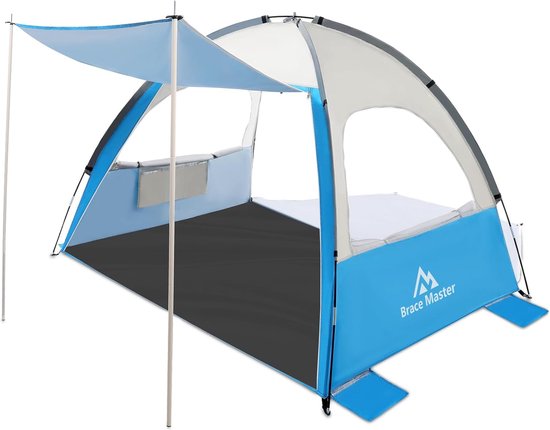 Strandtent met parasol, strandtent voor 3-4 personen met parasol ...