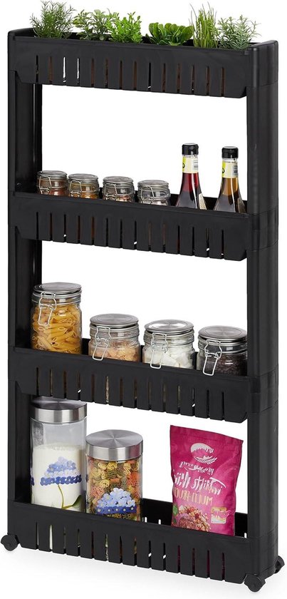 Keukentrolley 4 etages smal opbergrek keuken & badkamer kunststof HBD ...