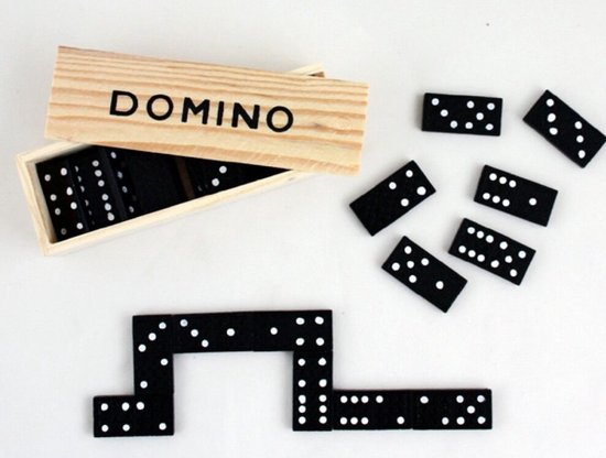 Domino spel in houten kistje - 28 dominostenen | Games | bol