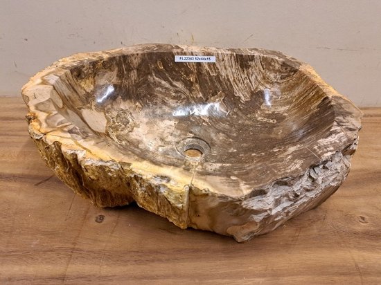 Waskom van versteend hout - 52x44x15cm - FL22343 | bol
