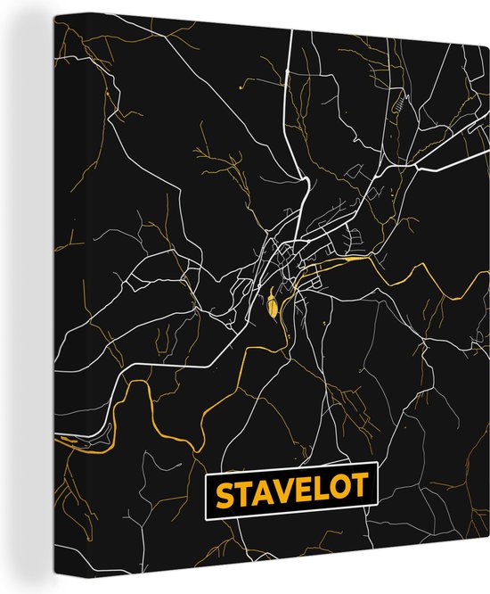 Canvas Schilderij Stavelot - Kaart - Stadskaart - Goud - Plattegrond ...