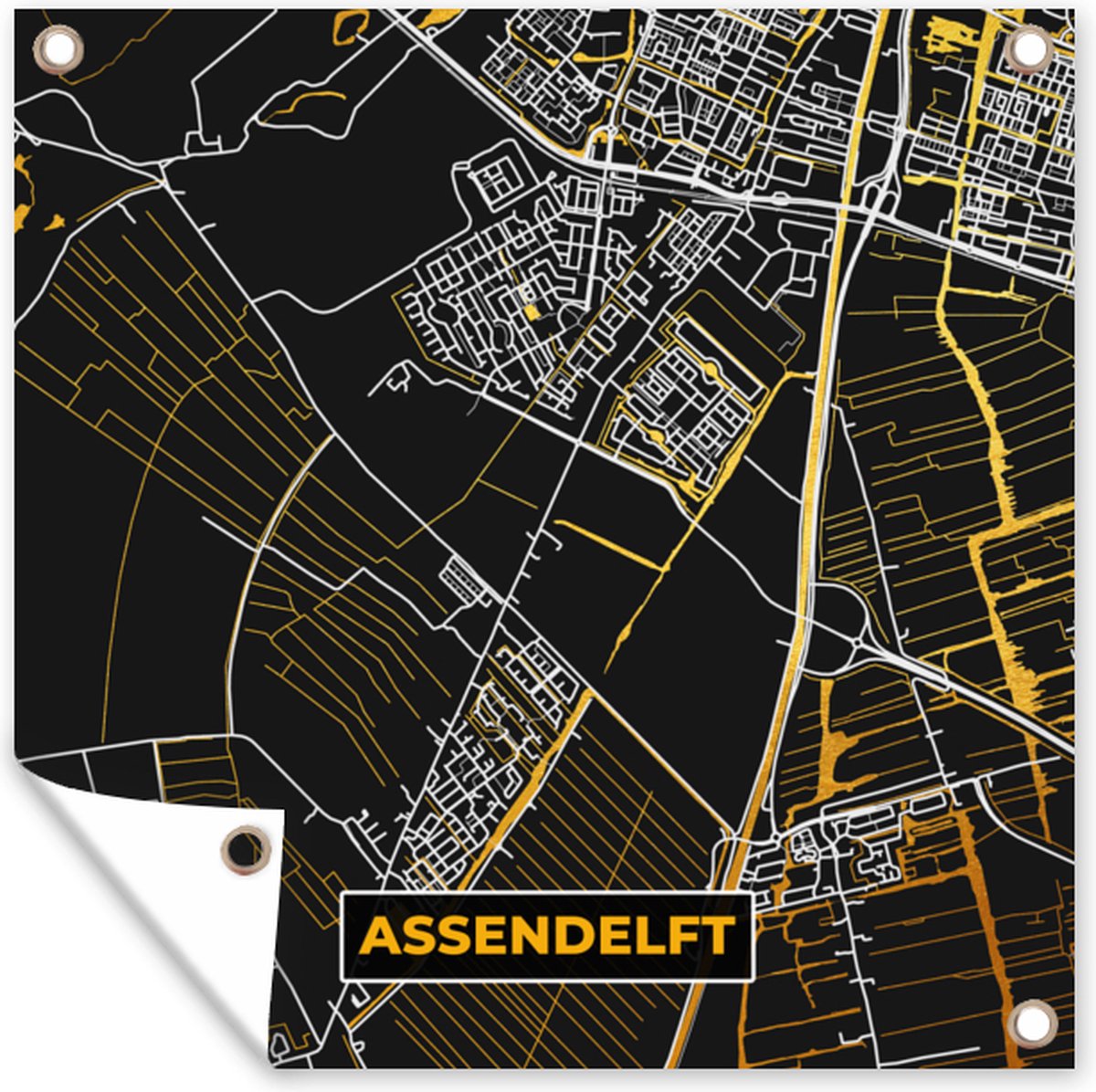 Tuin poster Plattegrond - Assendelft - Stadskaart - Kaart - 200x200 cm ...