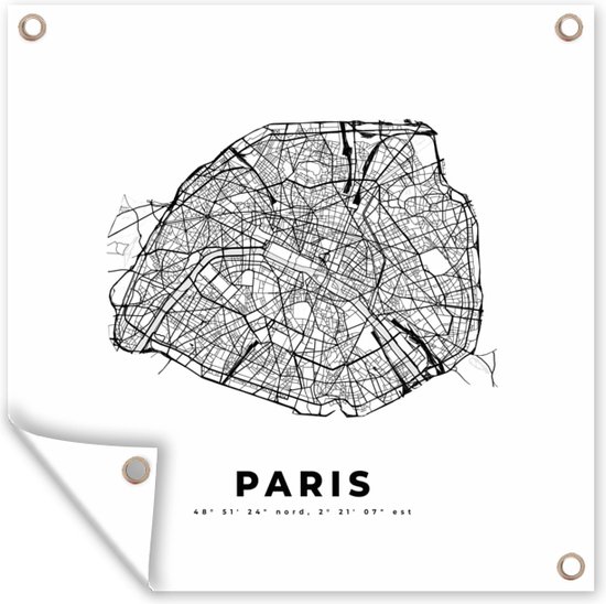 Tuin poster Frankrijk – Stadskaart - Zwart Wit – Parijs – Plattegrond ...