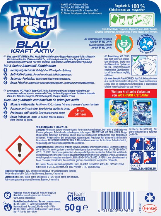 WC-Frisch Toiletblok power-active blauwe spoeler ocean freshness, 1 st ...