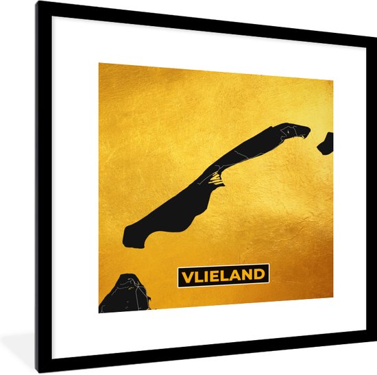 Fotolijst incl. Poster - Eiland - Vlieland - Kaart - Plattegrond - Stadskaart - 40x40... | bol