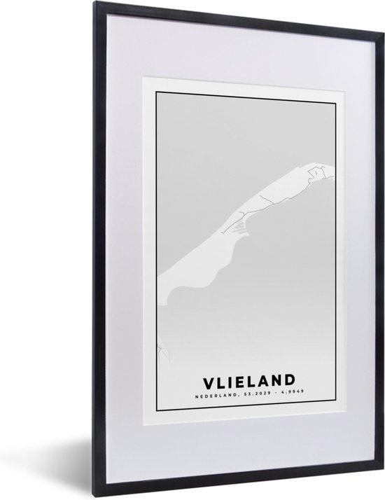 Fotolijst incl. Poster - Eiland - Kaart - Vlieland - Plattegrond ...