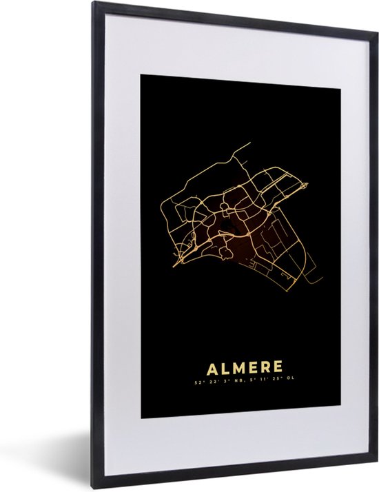 Fotolijst incl. Poster - Stadskaart - Almere - Plattegrond - Nederland ...
