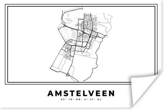 Poster Kaart – Plattegrond – Stadskaart – Amstelveen – Nederland ...
