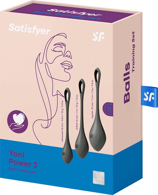 Satisfyer - Yoni Power 2 Kegel Bekkenbodem Training Vaginale Balletjes Set - Zwart | bol