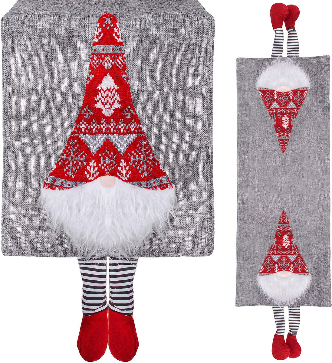 Chemin de table Springos Noël | Nappe Noël | Gnome | 180 x 33 cm | Gris ...