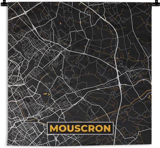 Wandkleed - Wanddoek - Plattegrond - Stadskaart - Goud - Mouscron ...
