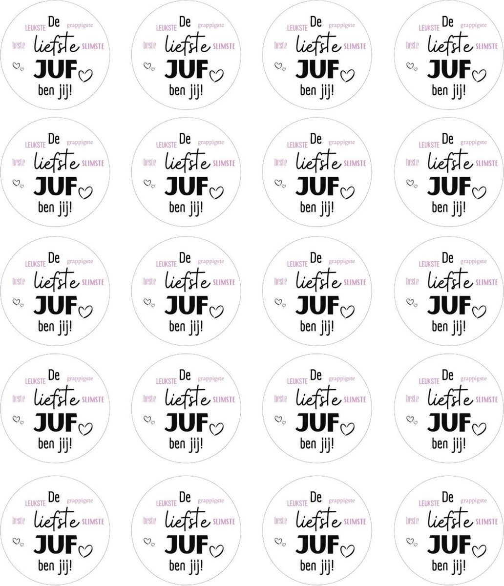 20 x Juf Cadeau Stickers - Juffrouw Bedanken Einde Schooljaar ...