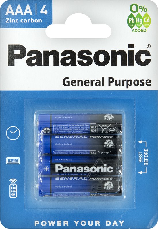 Panasonic AAA Zinc Carbon General Purpose | 4 stuks | bol
