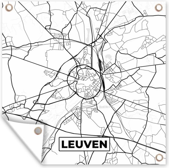 Tuinposters Kaart – Plattegrond – Stadskaart – Leuven – België – Zwart ...