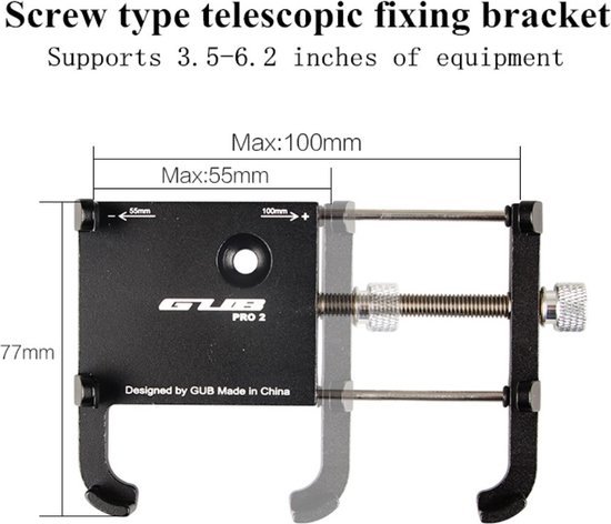 GUB Pro 2 Universele Aluminium telefoonhouder voor op de fiets - Zwart ...
