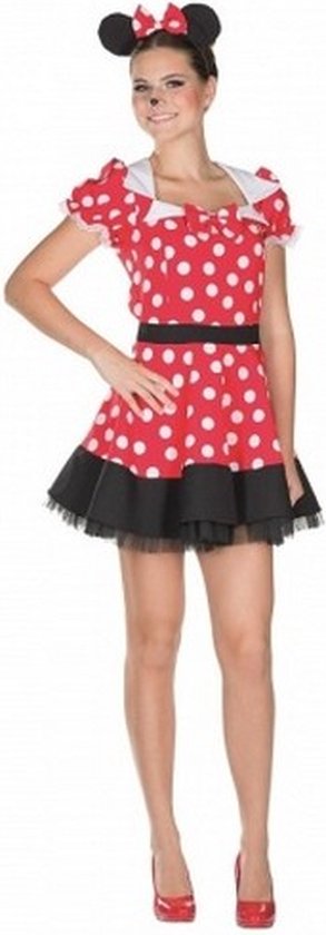 verkleedkostuum mouse lady dames rood/wit maat 34 | bol.com