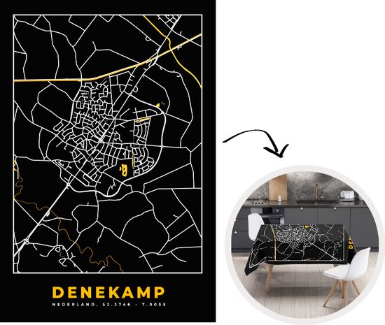 Tafelkleed - Tafellaken - 180x260 cm - Plattegrond - Goud - Denekamp ...