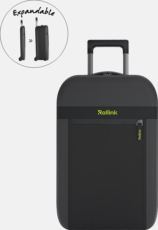 Rollink Handbagage Koffer / Trolley / Reiskoffer - 55 cm - Aura - Hardcase - Zwart | bol.com