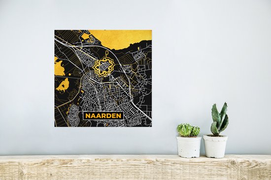 Poster Kaart - Naarden - Plattegrond - Stadskaart - Goud - 30x30 cm ...