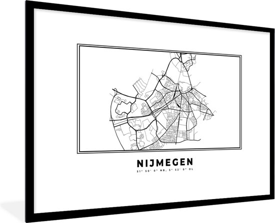 Posters Zwart Wit - Stadskaart – Zwart Wit - Kaart – Nijmegen ...