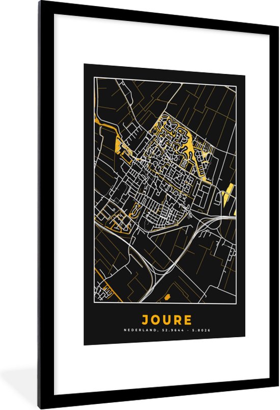 Fotolijst incl. Poster - Joure - Goud - Stadskaart - Plattegrond ...