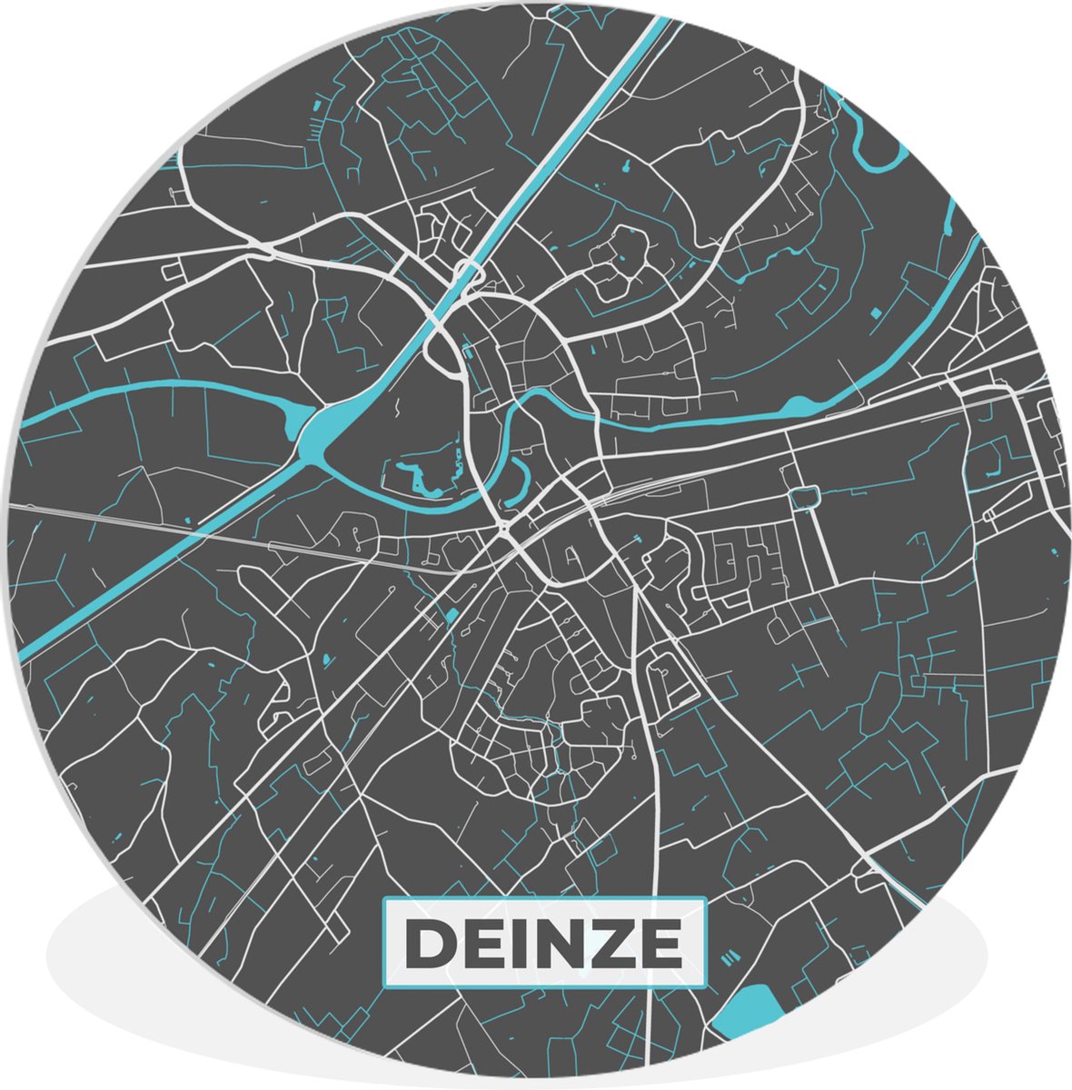 Wall Circle - Wall Circle Indoor - België - Deinze - City Map - Map - Blauw - Map - ⌀... | bol.com