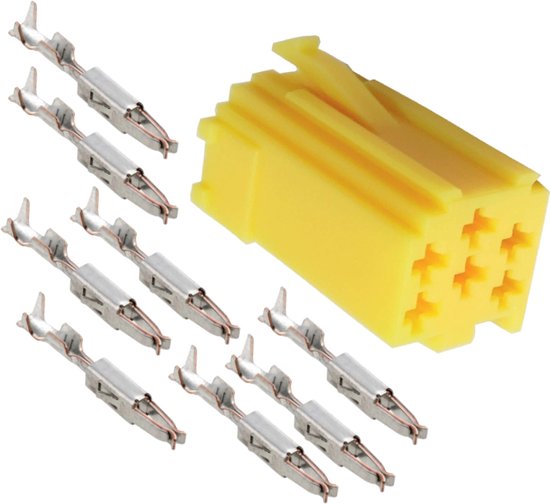 Mini ISO Connector Mannelijk - Inclusief 6 Vrouwelijke Pinnen - Geel | bol
