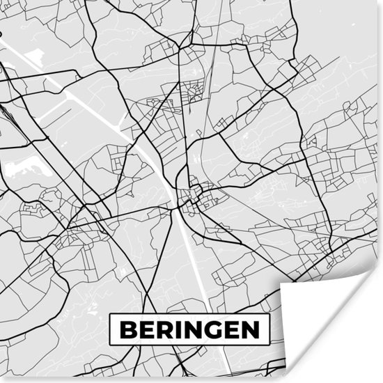 Poster Zwart Wit – België – Plattegrond – Stadskaart – Kaart – Beringen ...