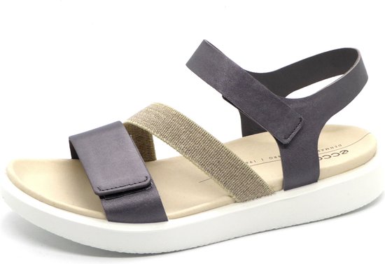 Ecco Dames Sandaal Flowt - 273713-60105 Grafiet Metallic - Maat 42 | bol