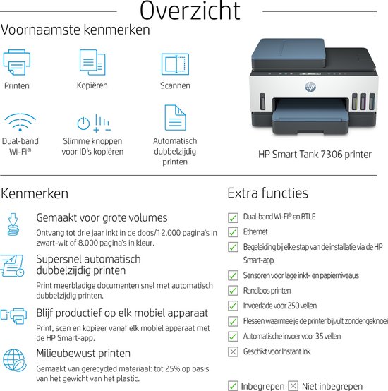 HP Smart Tank 7306 - All-in-One Printer - Inclusief tot 3 jaar inkt ...