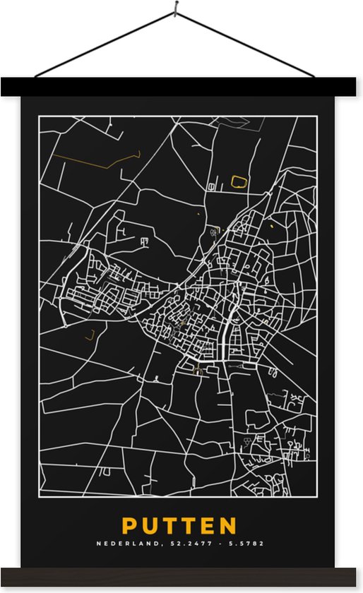 Posterhanger incl. Poster - Schoolplaat - Putten - Stadskaart - Black and Gold -... | bol