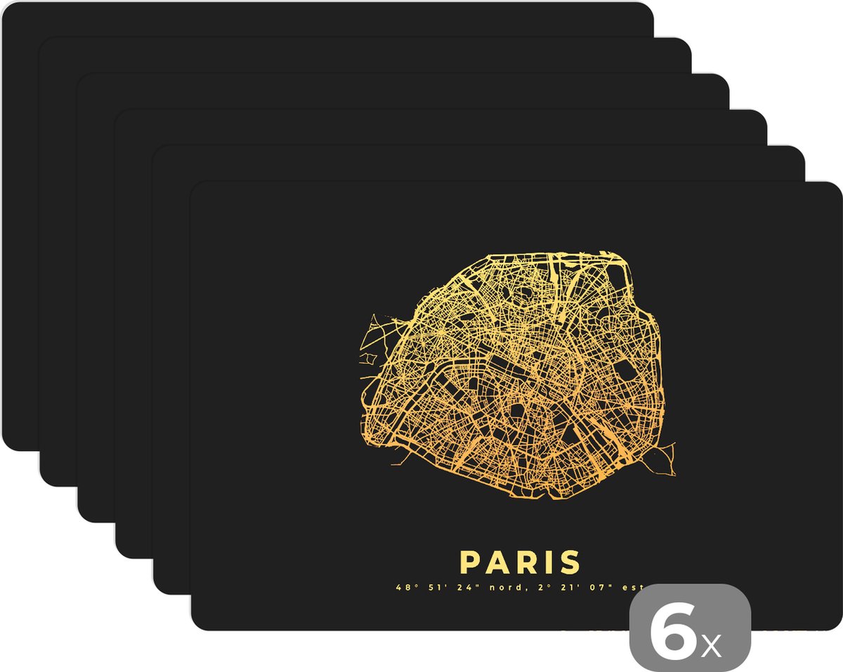 Placemat - Placemats kunststof - Frankrijk – Stadskaart - Kaart ...